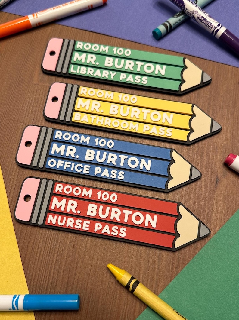 Custom 3D Printed Hall Pass Bundle Unique Classroom Passes Durable ...