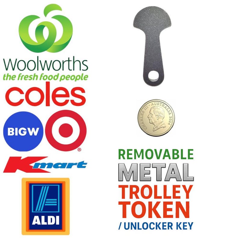 2X Metal Trolley Token Key Set: Coles, Woolworths, Aldi + Bonus - Etsy ...
