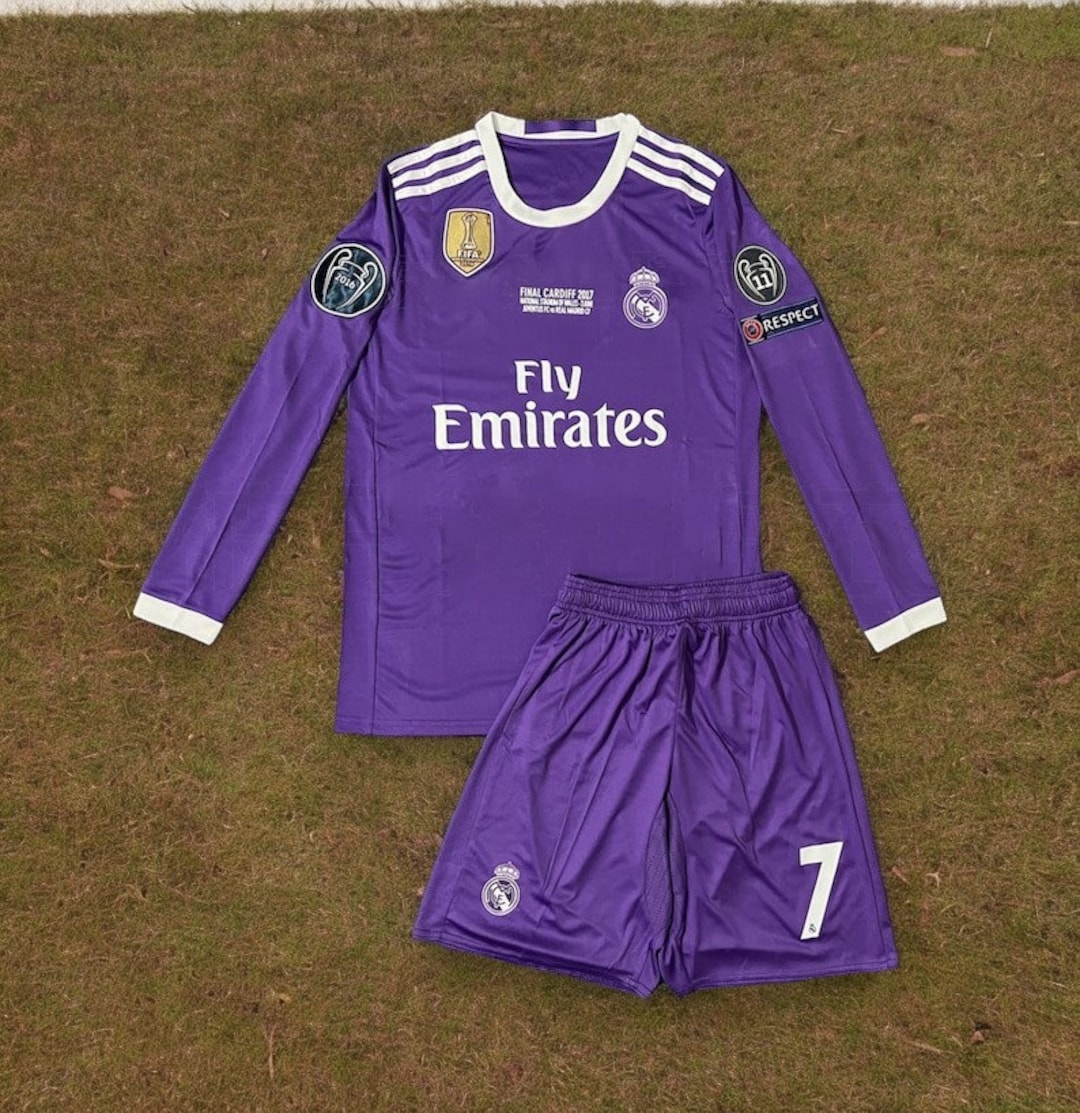 Real Madrid Cristiano Ronaldo 2016 2017 Season Purple Away Full Kit Jersey Shirt Shorts No 7 ...