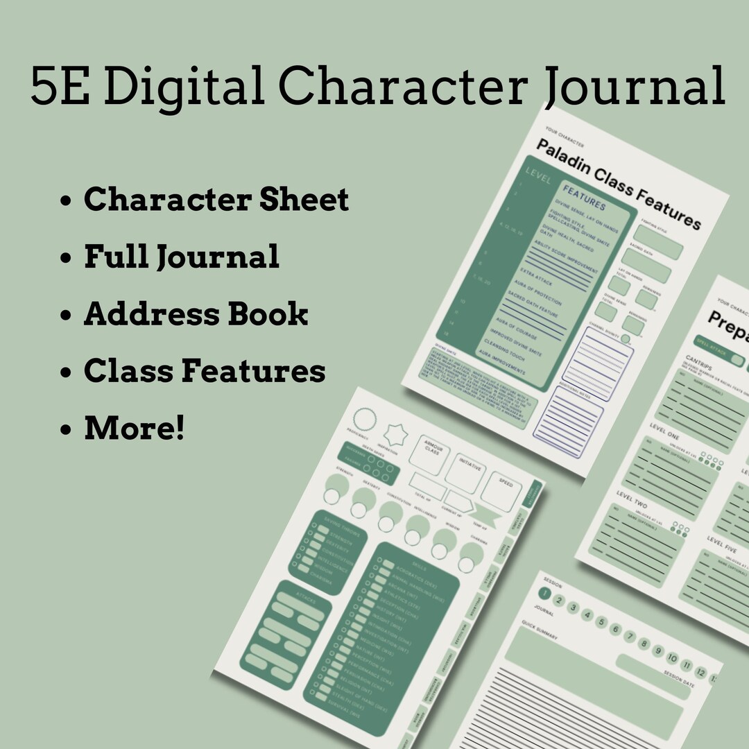 PALADIN Class-specific DND Journal DND Digital Journal for Tablet ...