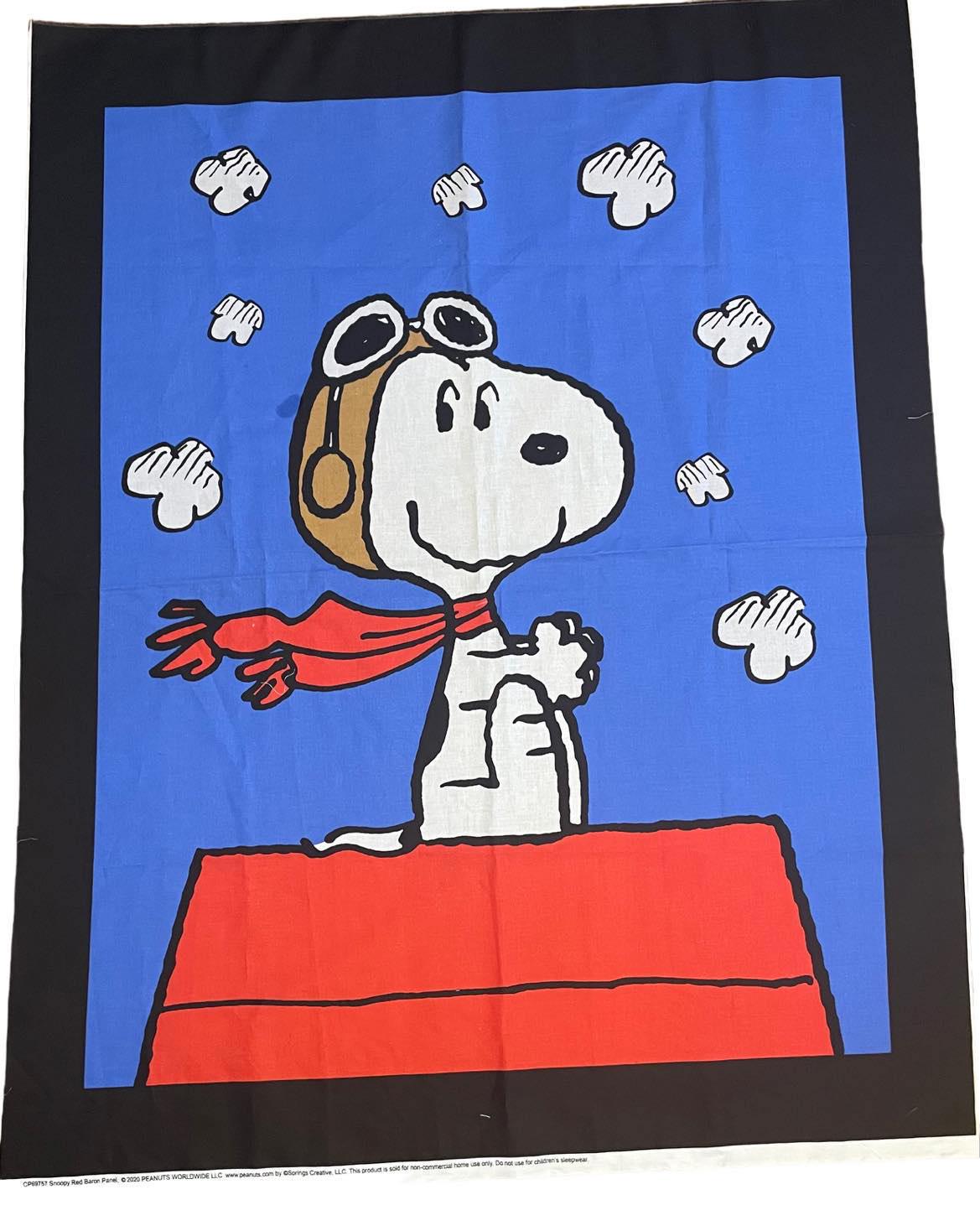 Peanuts Charlie Brown Snoopy Red Baron Sewing Panel Snoopy on Dog House ...
