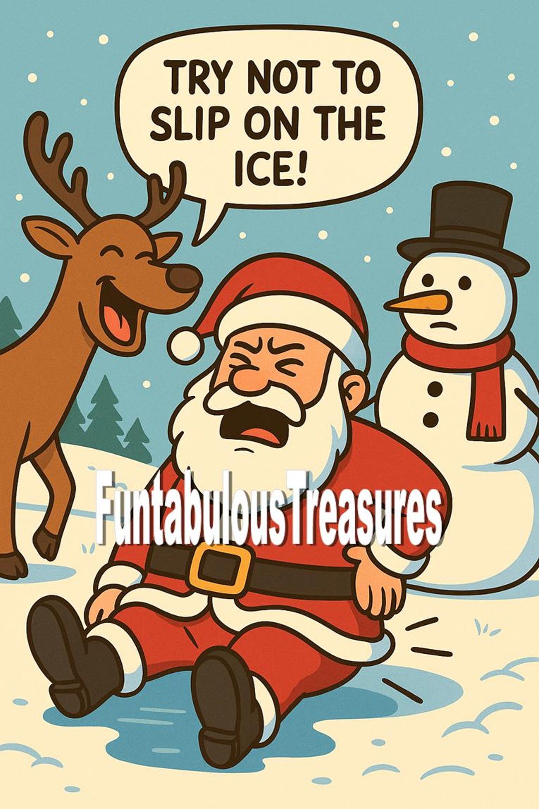 Funny Santa Slip Cartoon PNG | Christmas Sublimation Design - Etsy