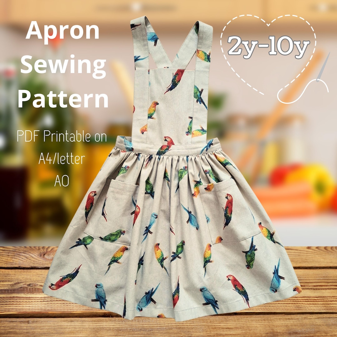 Classic Apron Pattern for Kids. PDF Ruffled Apron Pattern With Crossed ...