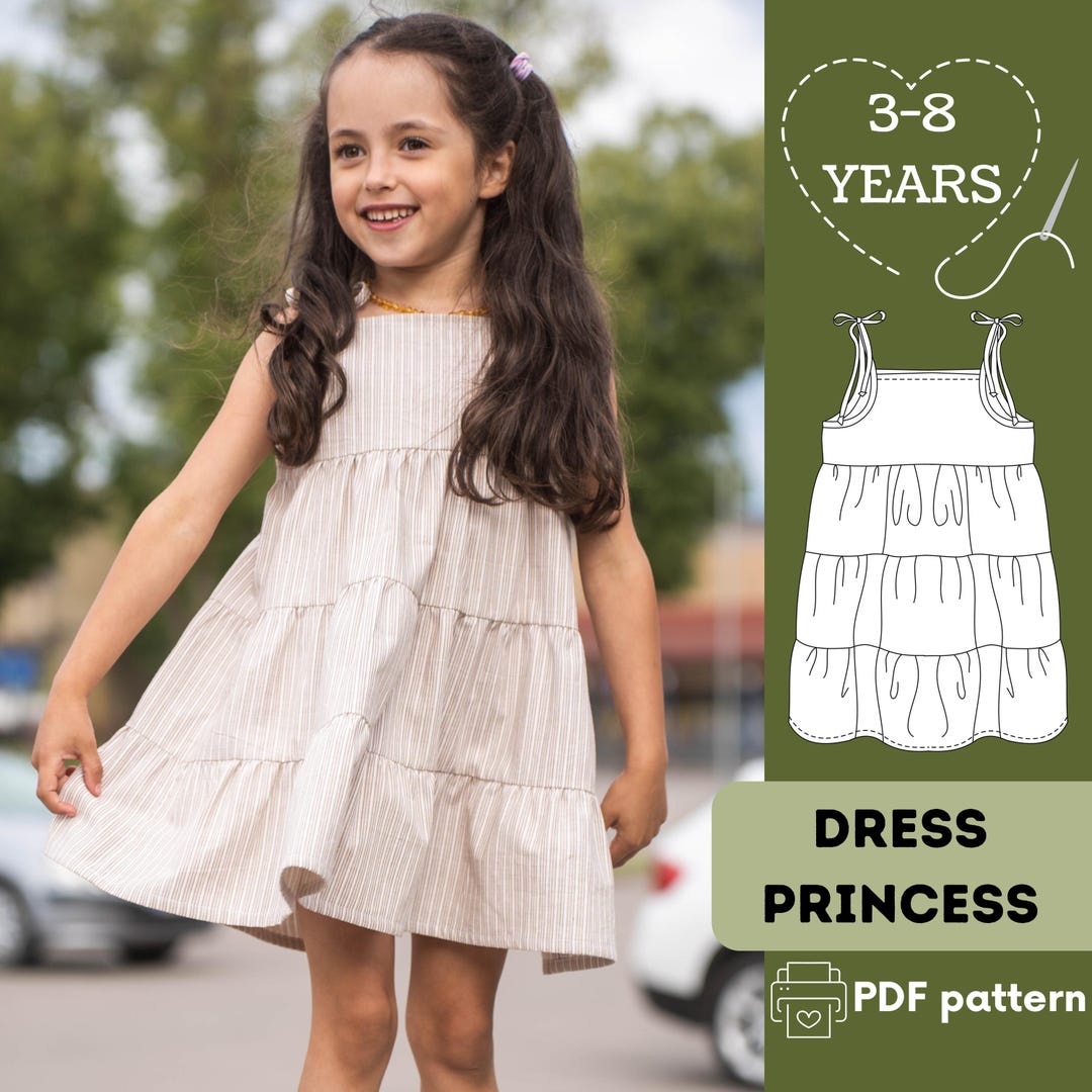 Girls Puffy Princess Dress Sewing Pattern: Sizes 3-8 Years (PDF Pattern ...