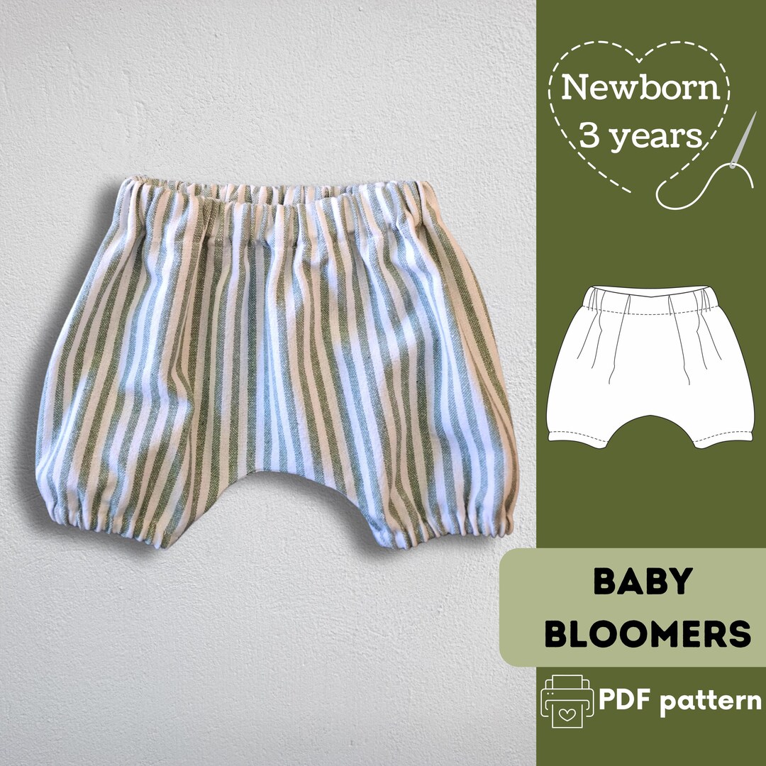Sewing Pattern for Baby Shorts. Baby Bloomers. From Newborn to 3 Years ...