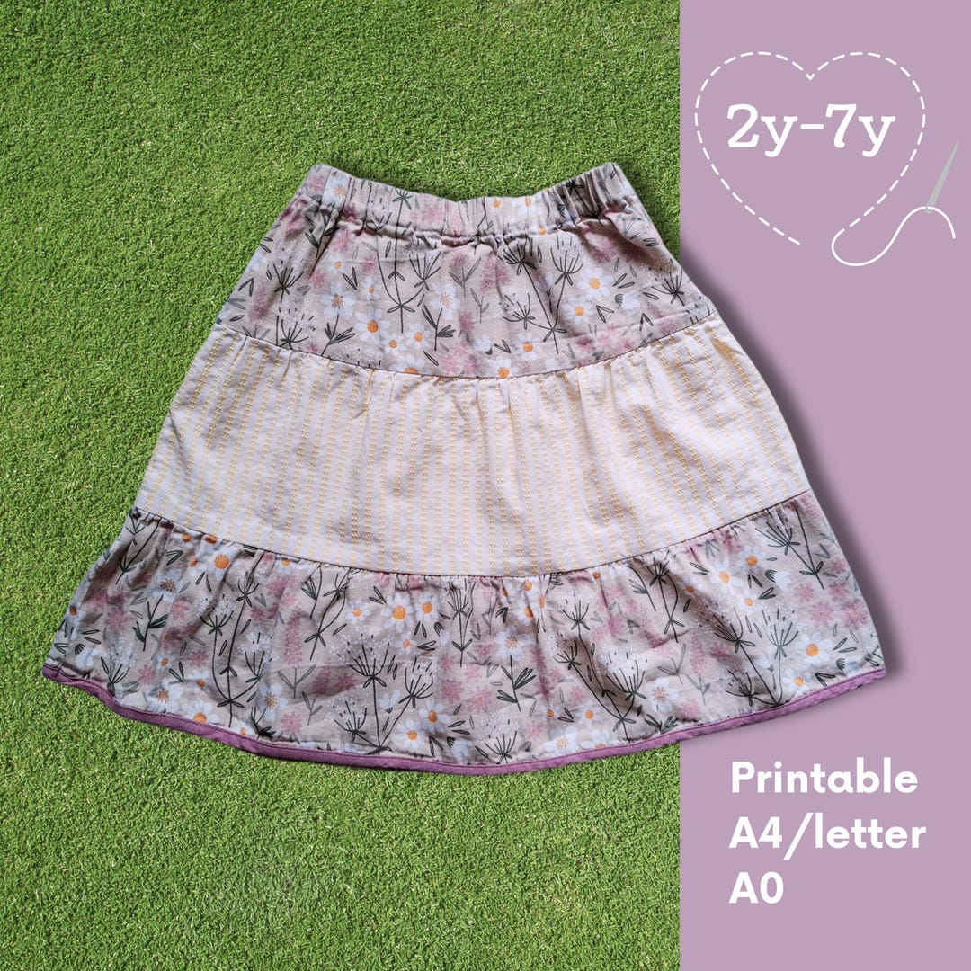 Kids Skirt Pattern PDF File. Ruffled Skirt Sizes From 2 to 7 Years ...