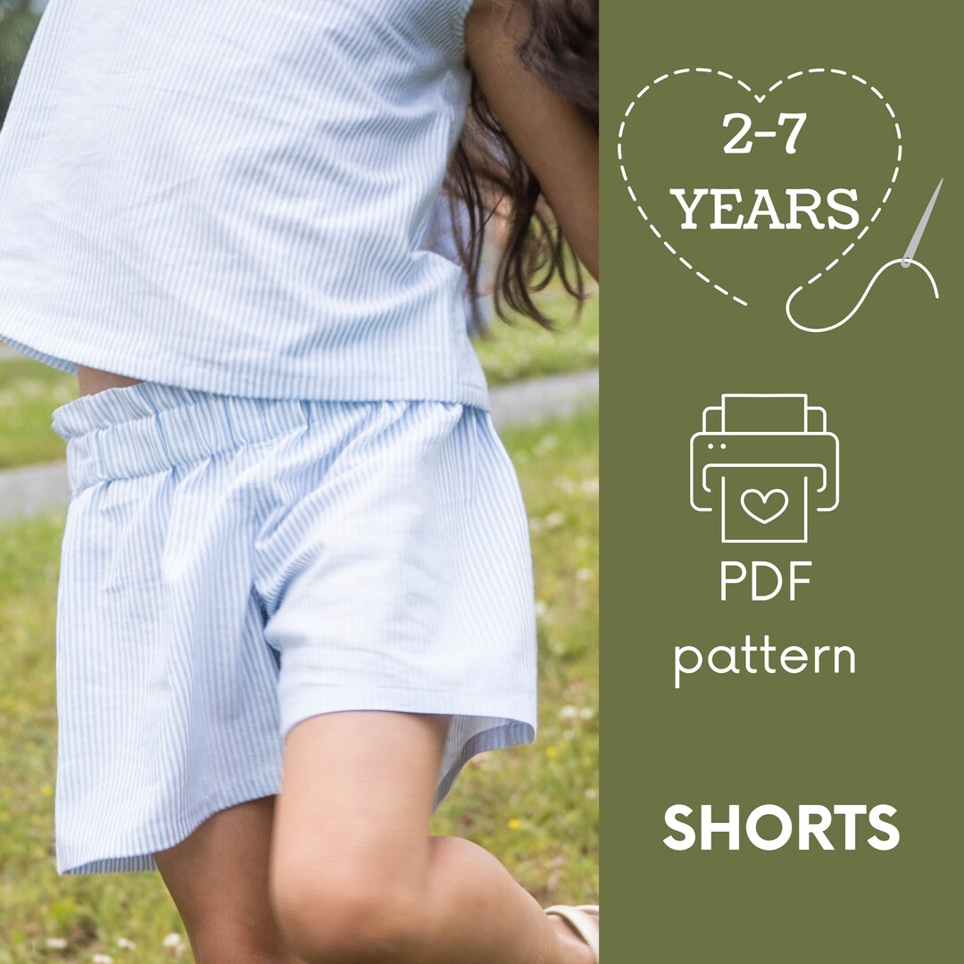 Shorts Sewing Pattern for Kids. Sizes From2 to 7years. Easy to Sew ...