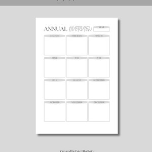 Annual Overview Planner, Yearly Organiser Editable, Fillable PDF JPEG ...