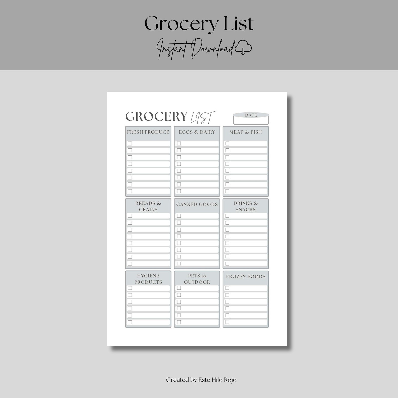 Grocery List With Store Sections, Shopping List | Editable, Fillable ...