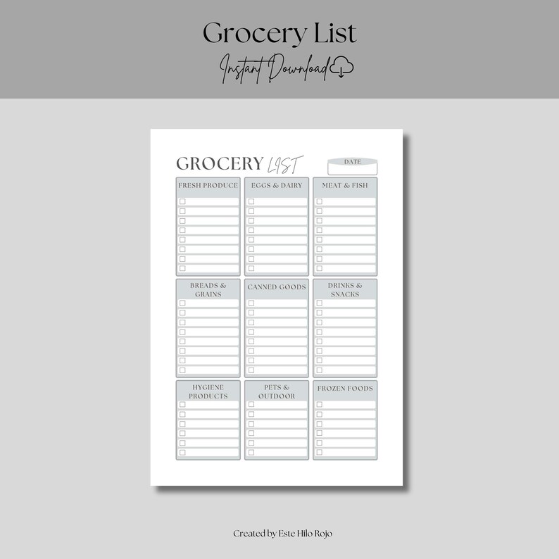 Grocery List With Store Sections, Shopping List | Editable, Fillable ...