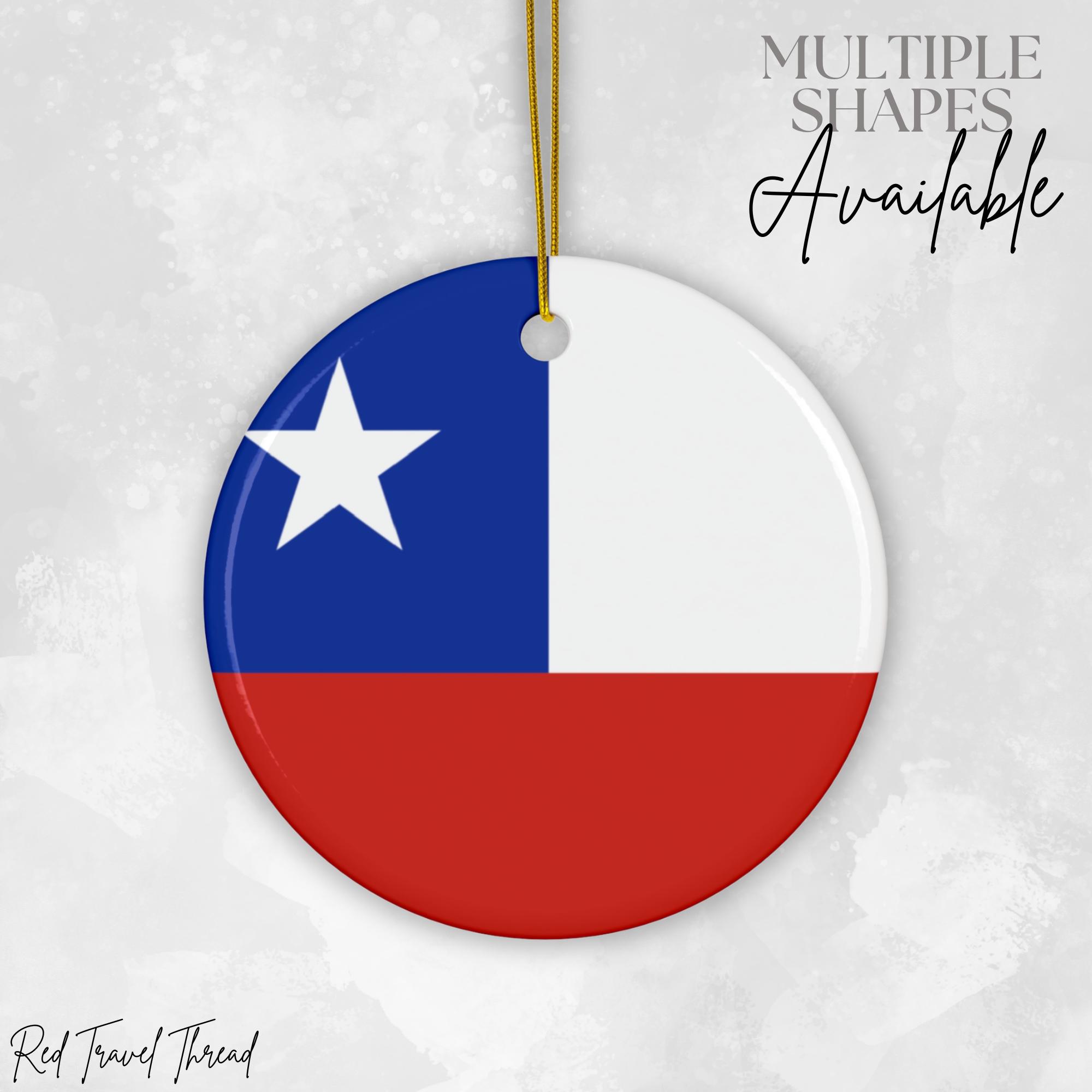 Chile Flag Ceramic Ornament | Holiday Decor | Christmas Ornament | Tree ...