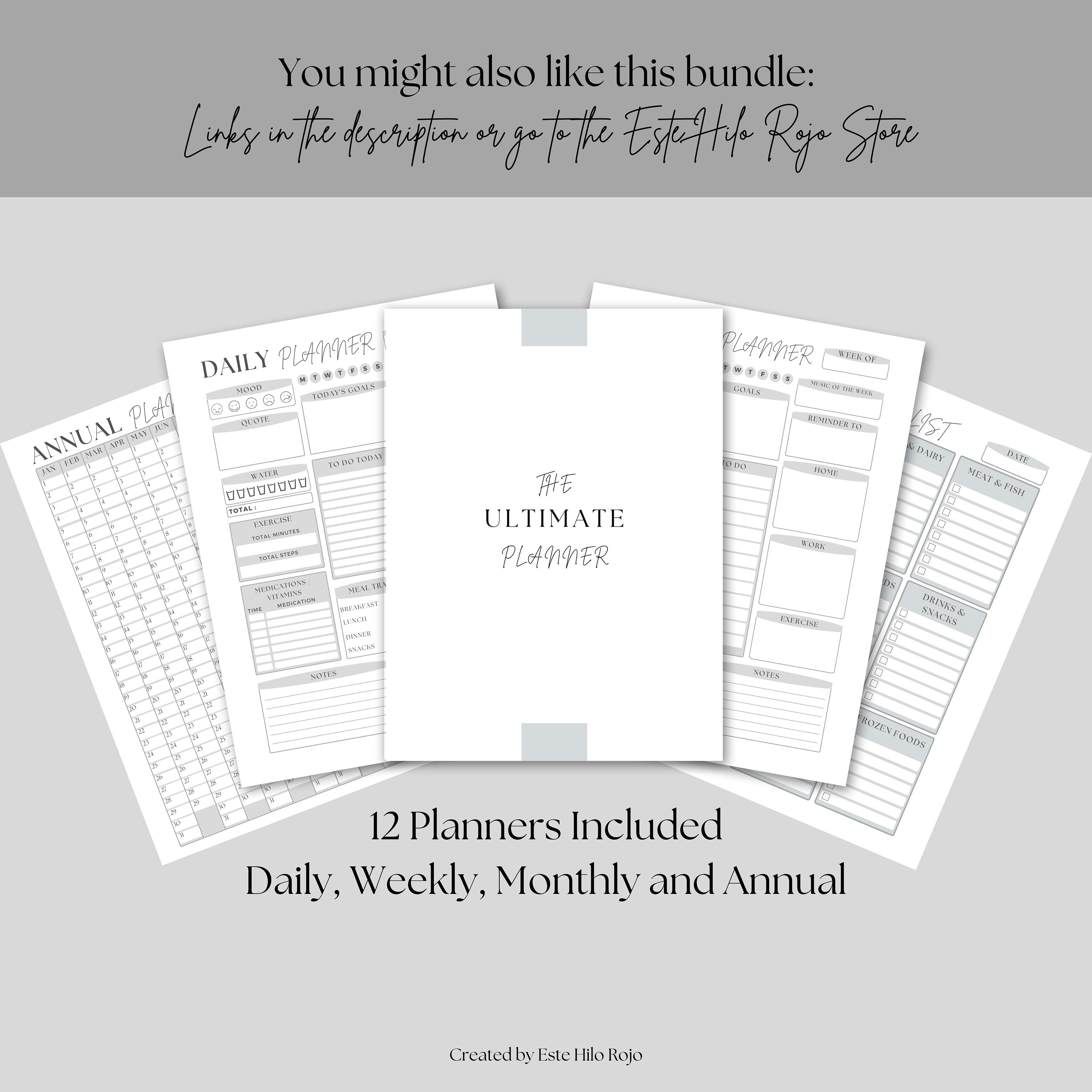 Annual Overview Planner, Yearly Organiser | Editable, Fillable PDF ...