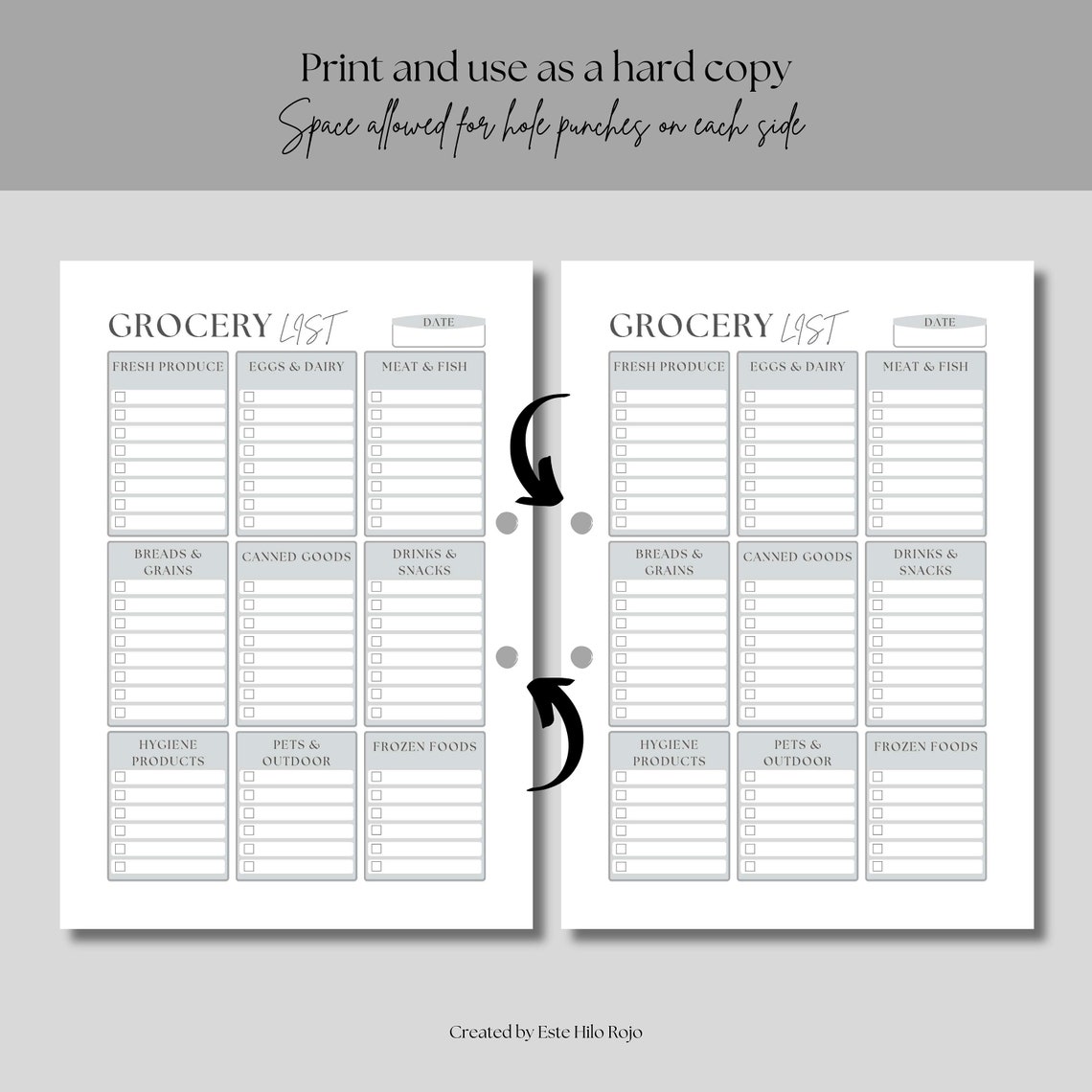 Grocery List With Store Sections, Shopping List | Editable, Fillable ...