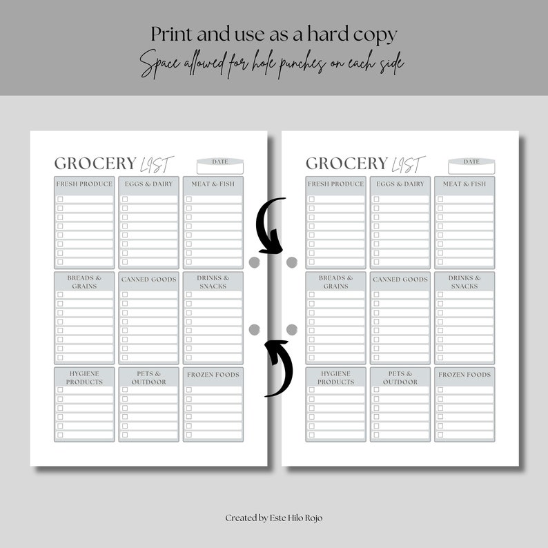 Grocery List With Store Sections, Shopping List | Editable, Fillable ...