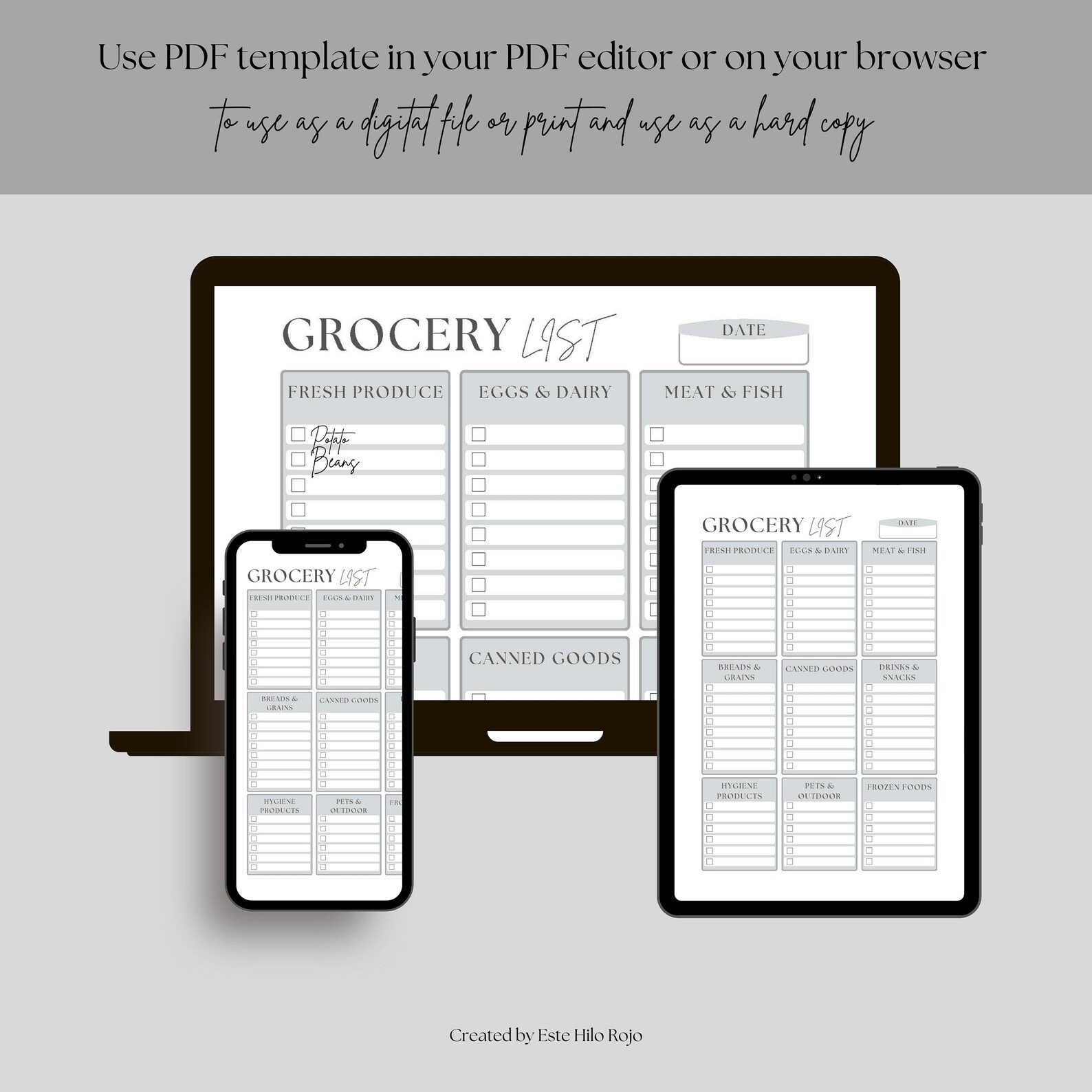 Grocery List With Store Sections, Shopping List | Editable, Fillable ...