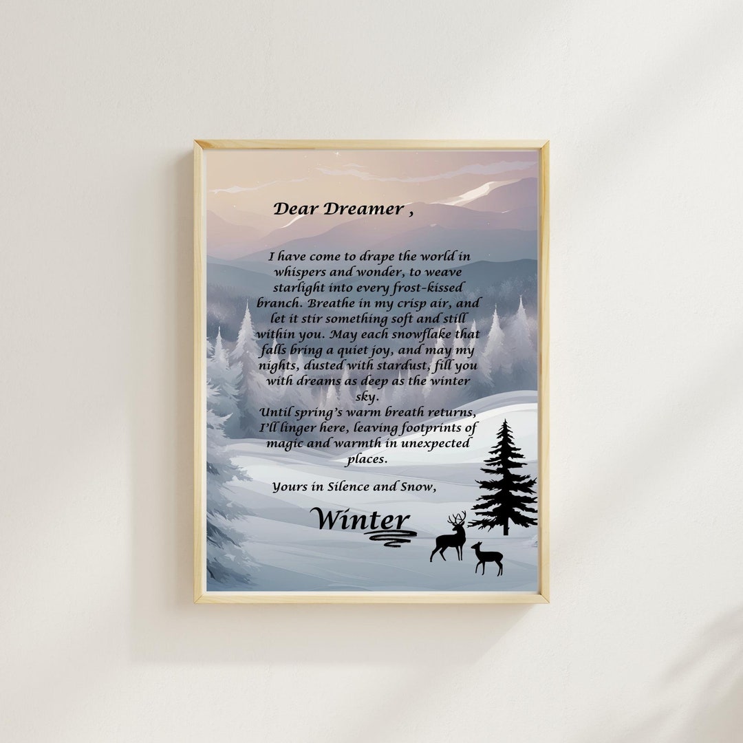 Trendy Winter Letter Printable, Digital Download, Modern Home Décor ...