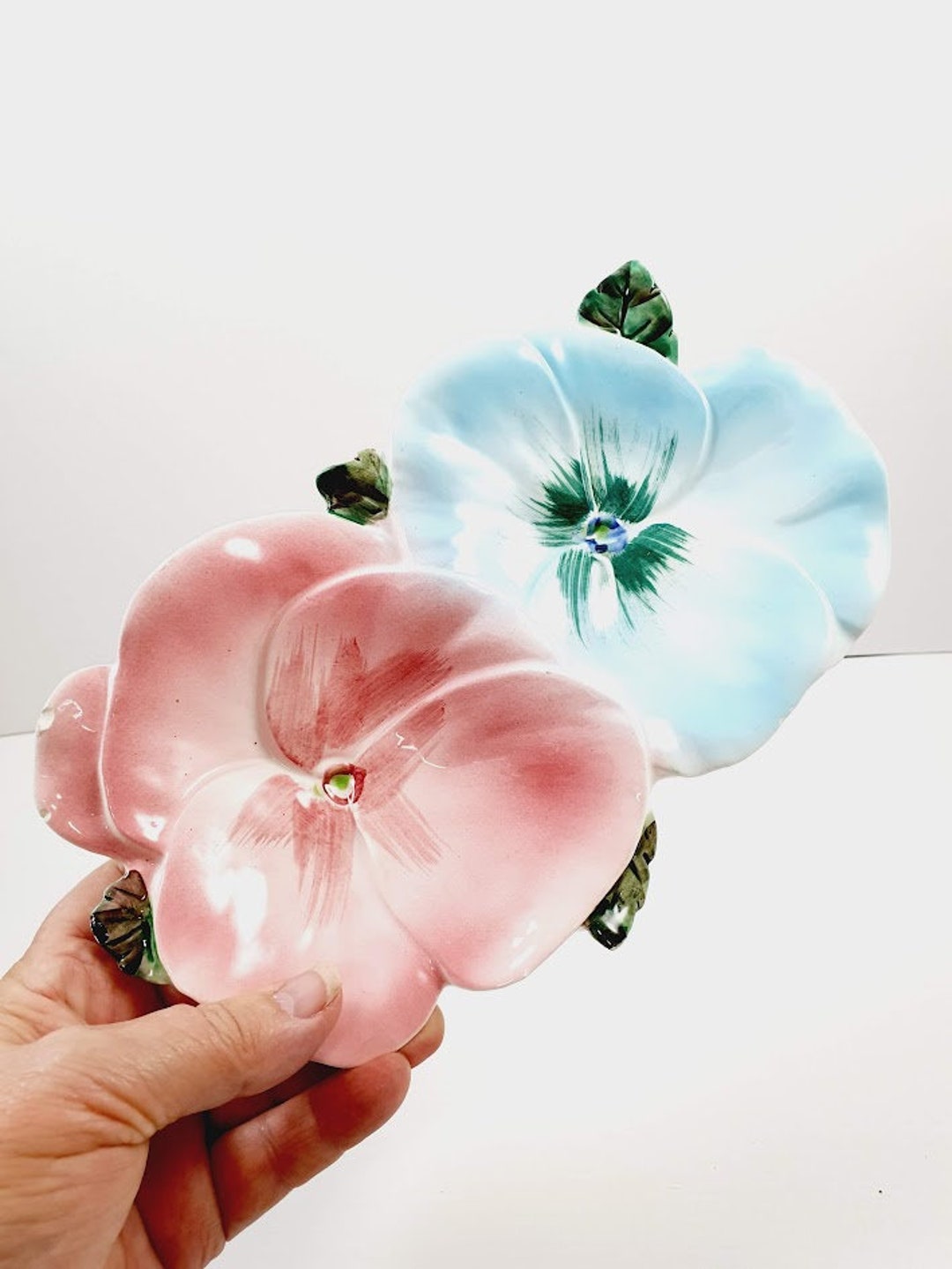 Vintage Japan Made Glossy Ceramic Double Pansy Plate 1950s 1960's ...
