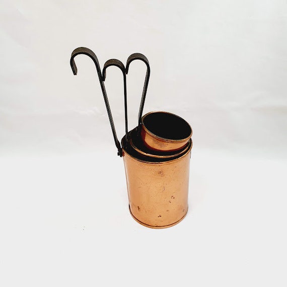 Copper Retro Set of Three Milk Pots with wrought iron handles Original ...