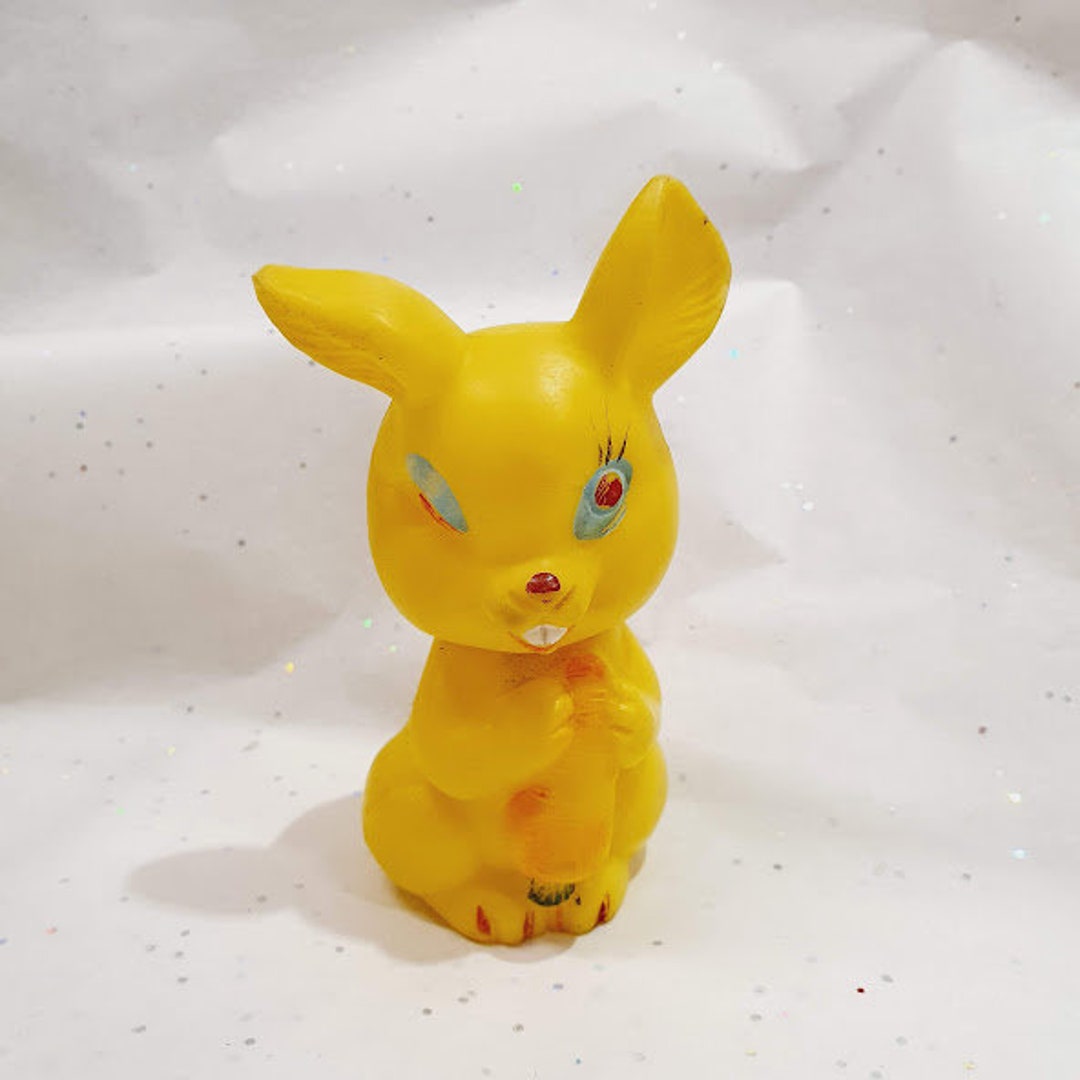 1970's Plastic Toy Rabbit With a Carrot Hand Painted Squeaky Toy - Etsy