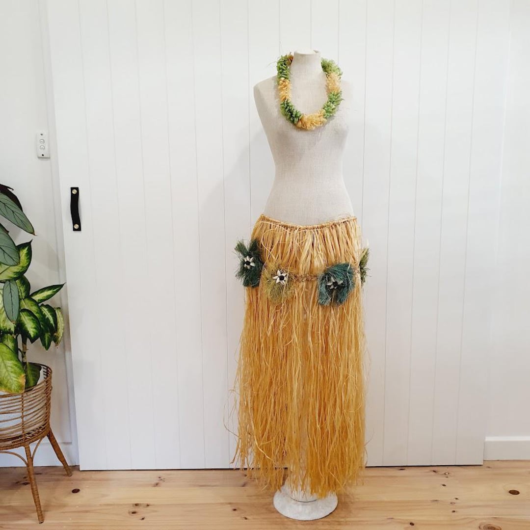 Authentic Vintage Hollywood Style 1940s Hula Skirt Hau Bark Natural ...