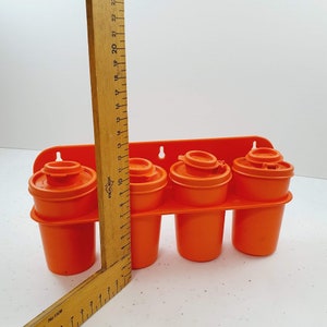 Tupperware Retro Orange Kitchen 1970's Early Plastic Set of Four Spice ...
