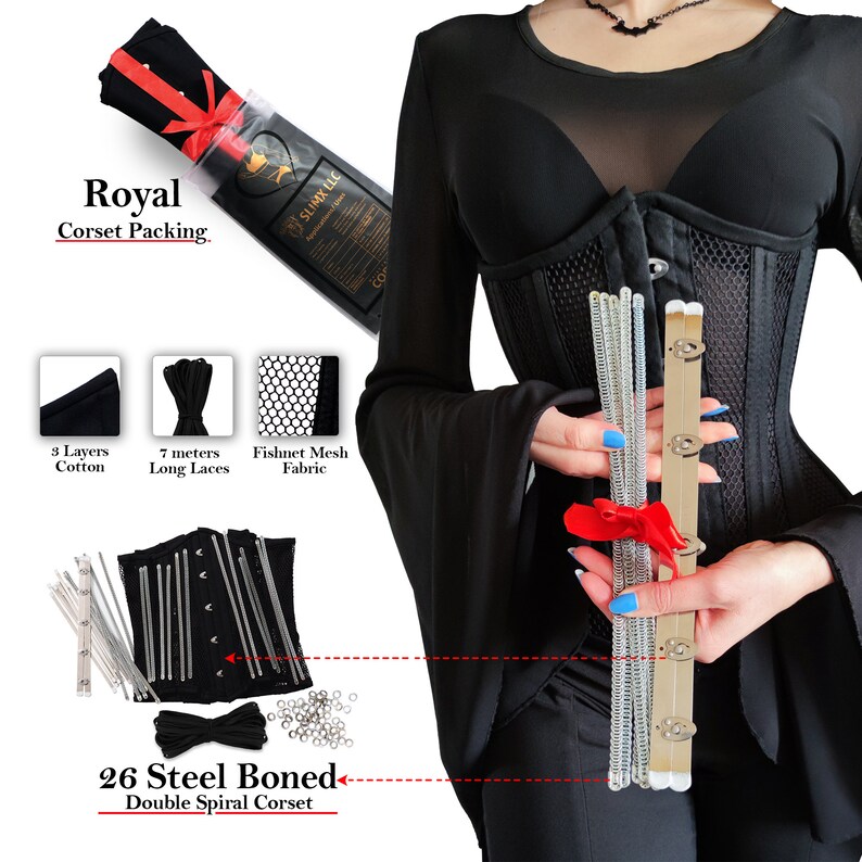 Mesh Corset Underbust Longline Double Steel Boned Waist Trainer for ...