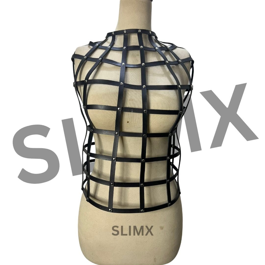 Leather Bralette Boundage Body Harness Cage Dress Vintage Leather Cage ...