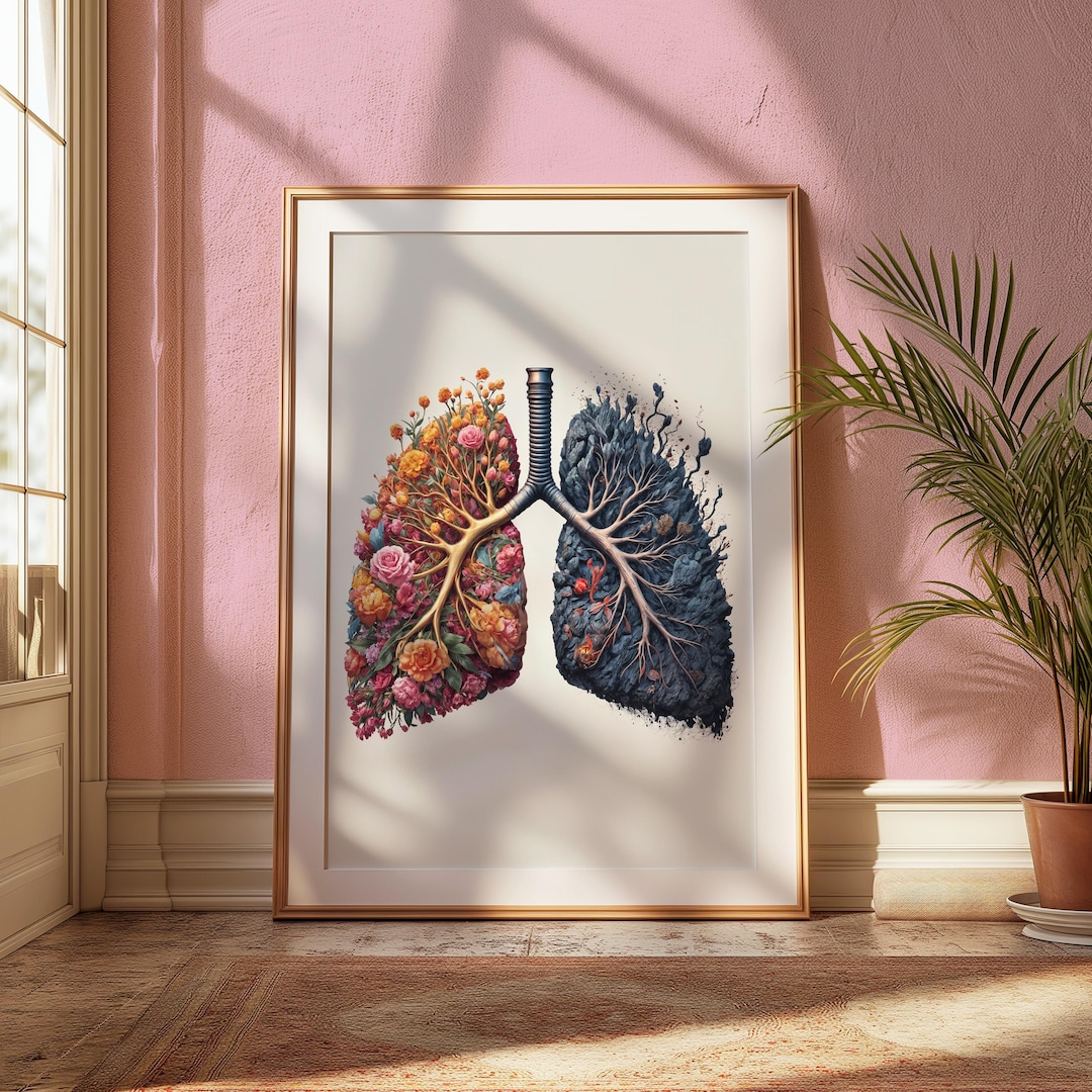 Lung Art Print – Surreal Floral Lungs Illustration, Nature Anatomy ...