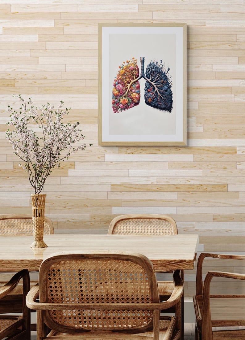 Lung Art Print – Surreal Floral Lungs Illustration, Nature Anatomy ...