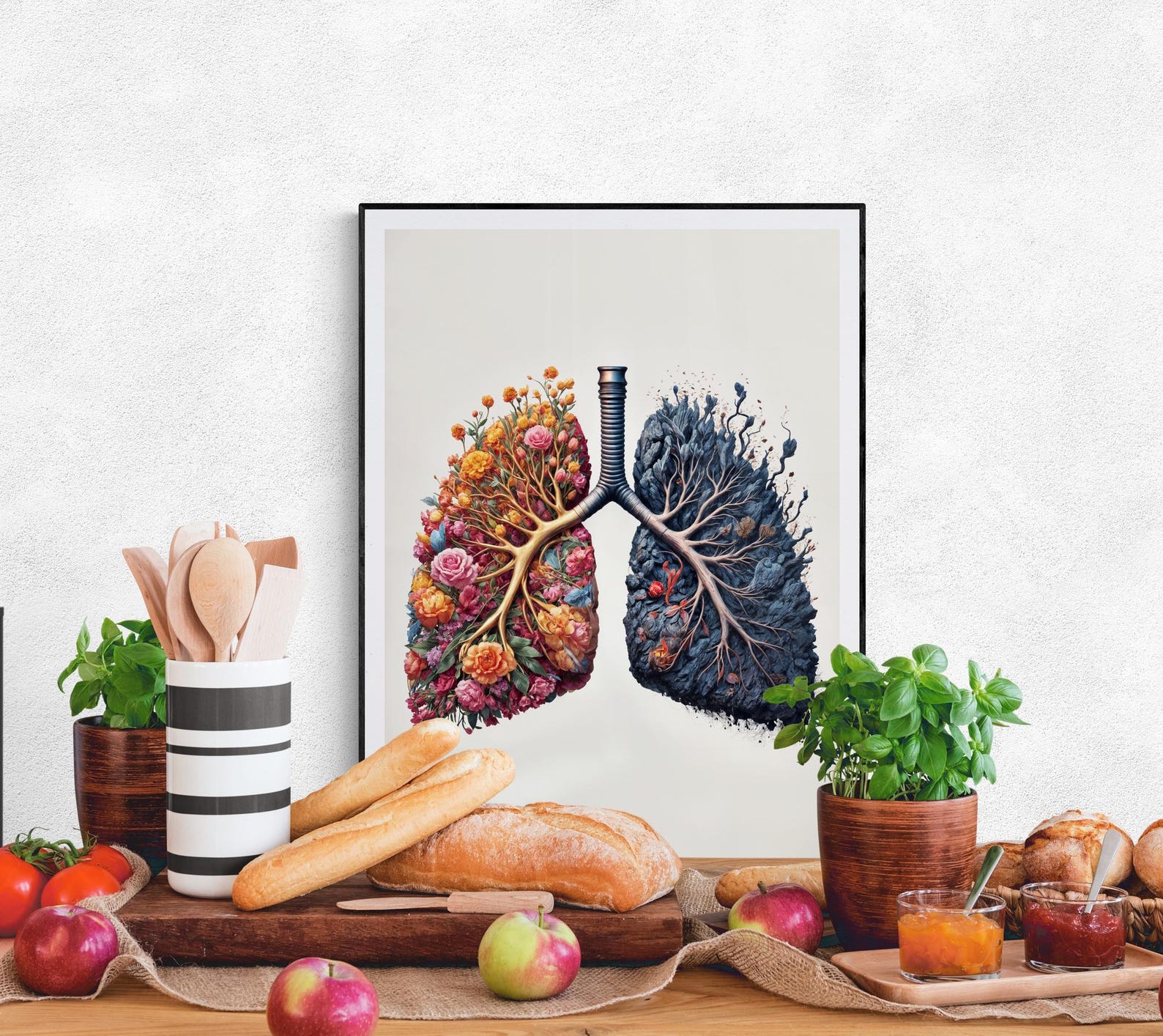Lung Art Print – Surreal Floral Lungs Illustration, Nature Anatomy ...