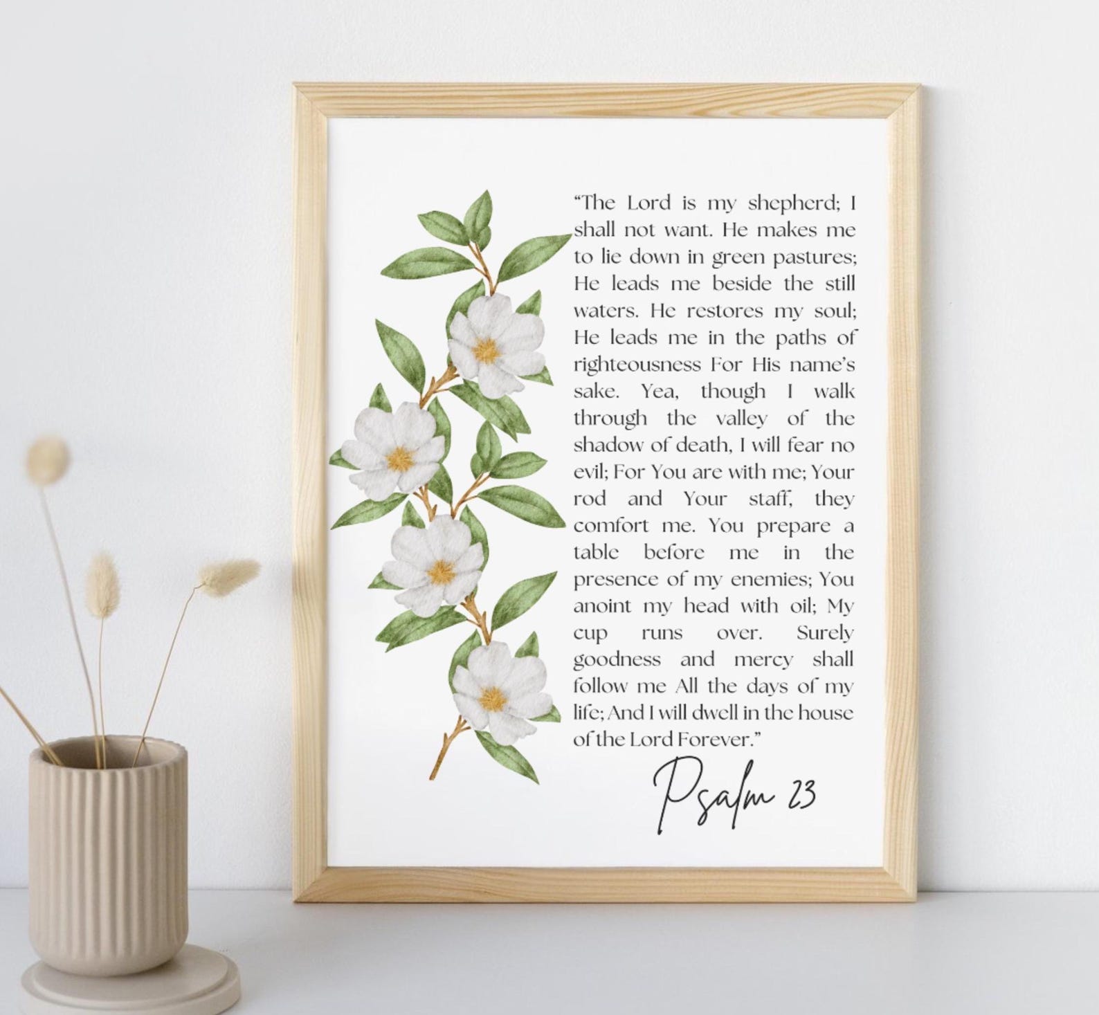 Psalm 23 Poster, Scripture Wall Art, Bible Verse Wall Art, Christian ...
