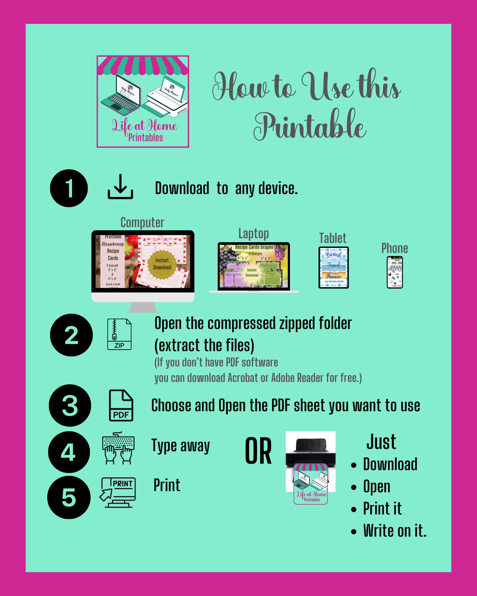 Printable Recipe Page, Apples Design Recipe Card, Full Page Printable ...