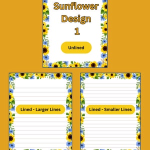 Printable Stationery Sunflower Design, Printable Sunflower, Letter ...