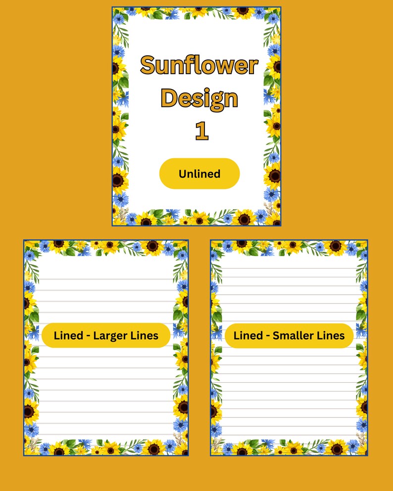 Printable Stationery Sunflower Design, Printable Sunflower, Letter ...