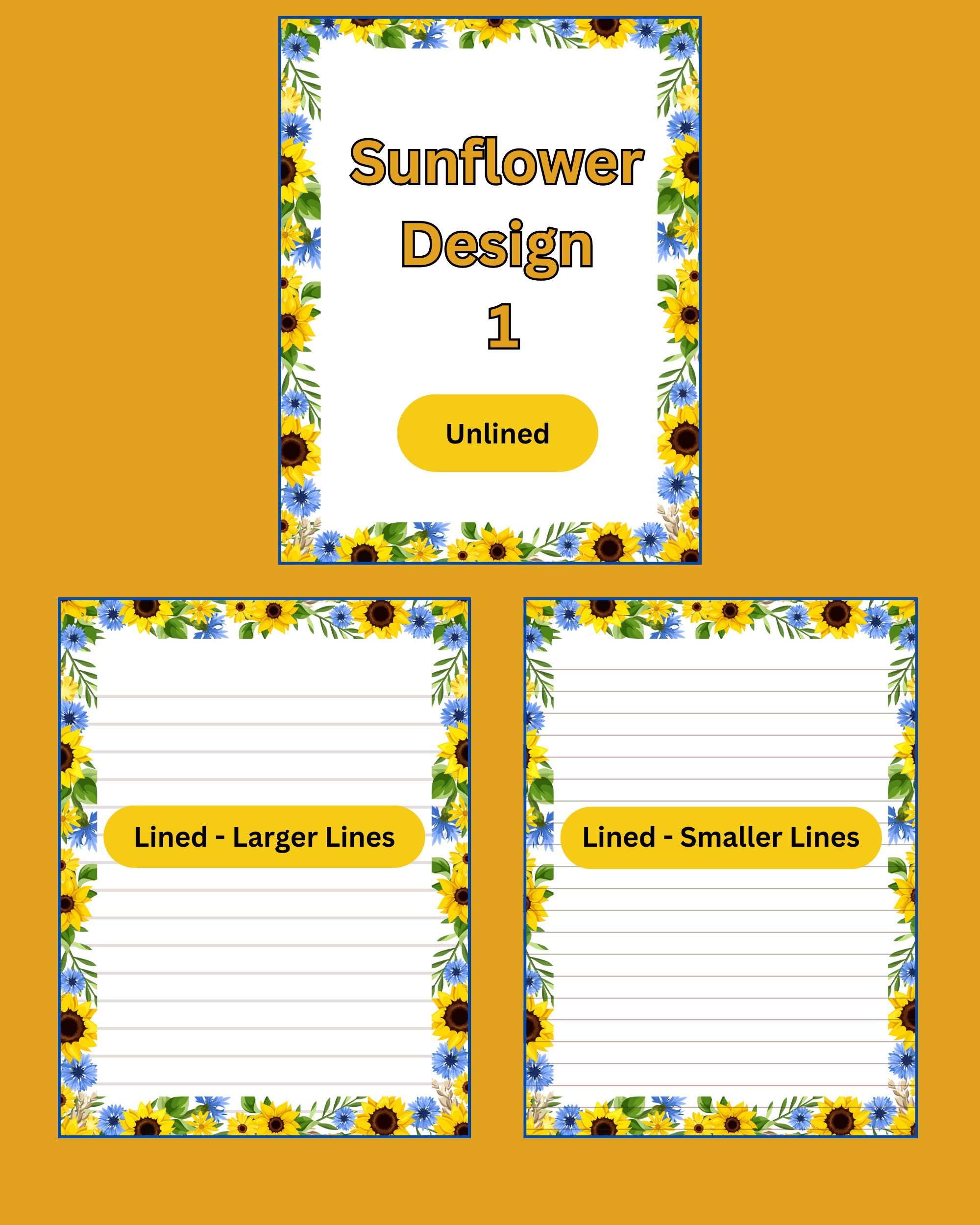 Printable Stationery Sunflower Design, Printable Sunflower, Letter ...