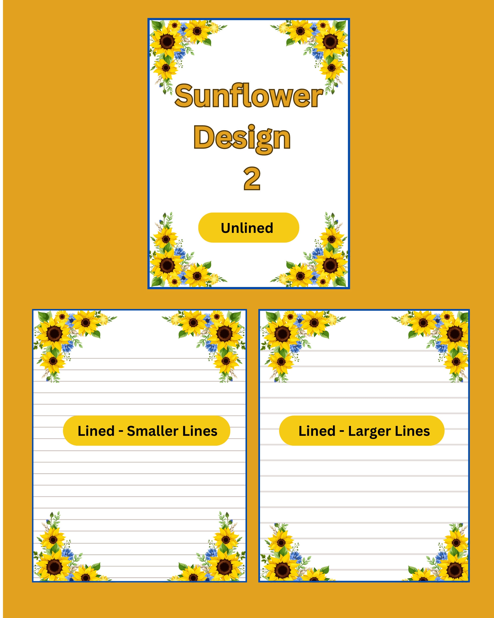 Printable Stationery Sunflower Design, Printable Sunflower, Letter ...