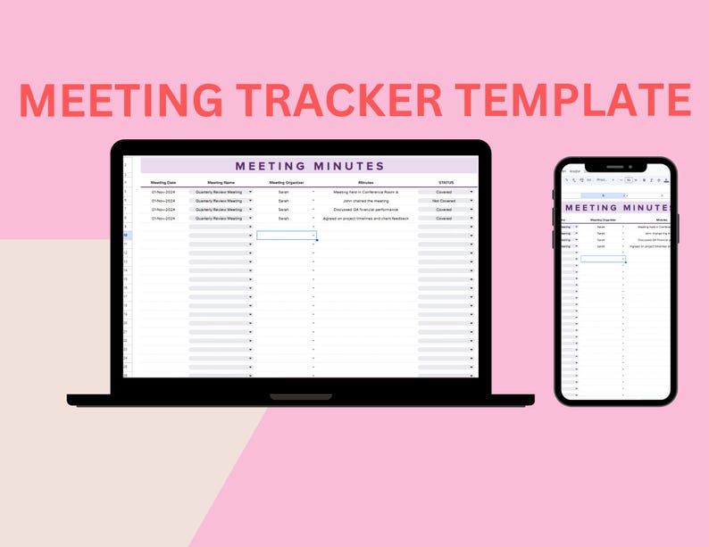 Meeting Tracker Template, Google Sheets Meeting Log, Editable Meeting ...