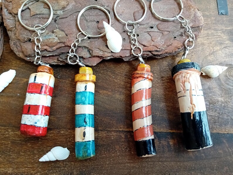 Driftwood Handcrafted Nautical Keychain Lighthouse, Wooden Keyring ...