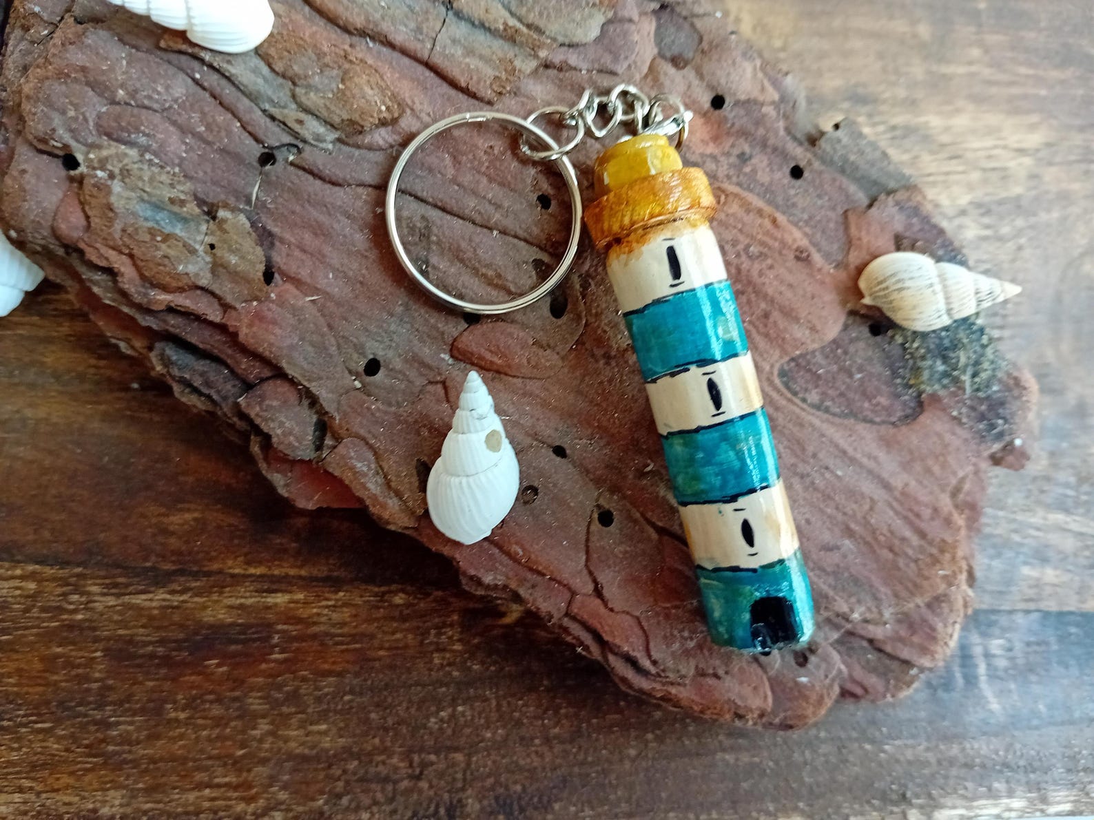 Driftwood Handcrafted Nautical Keychain Lighthouse, Wooden Keyring ...