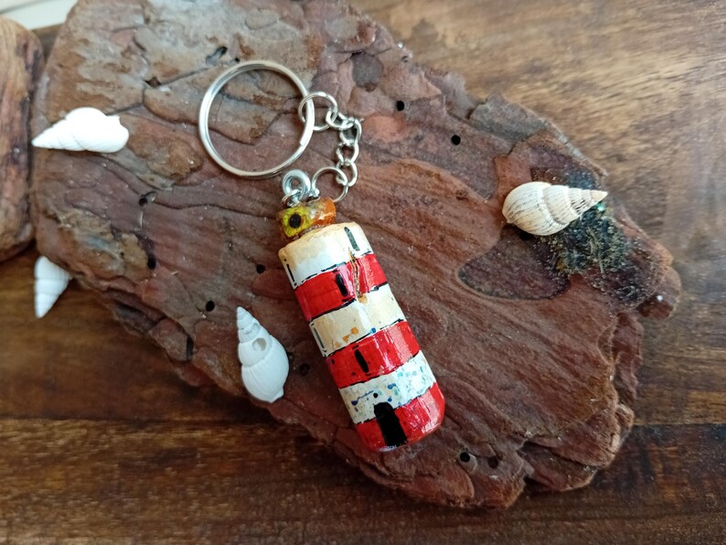Driftwood Handcrafted Nautical Keychain Lighthouse, Wooden Keyring ...