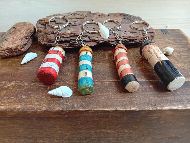 Driftwood Handcrafted Nautical Keychain Lighthouse, Wooden Keyring ...