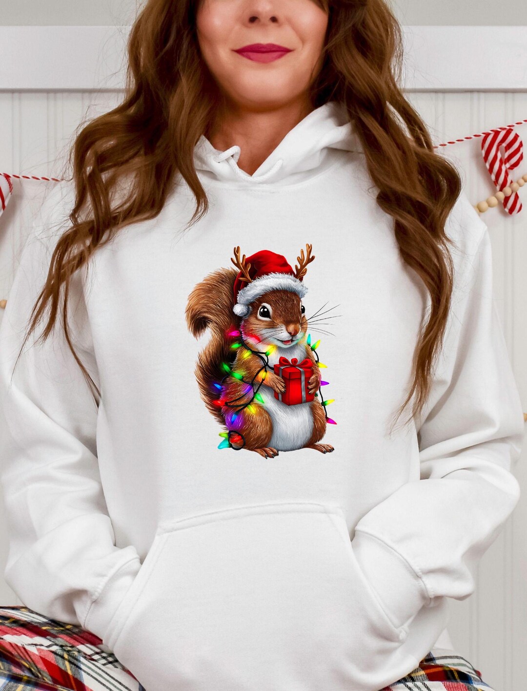 Christmas Squirrel Lights Hoodie, Christmas Sweatshirt, Family ...