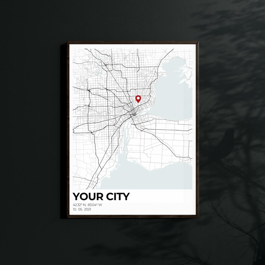 Custom City Map, Custom Map Print, Personalized Map, Any Town, Any City ...