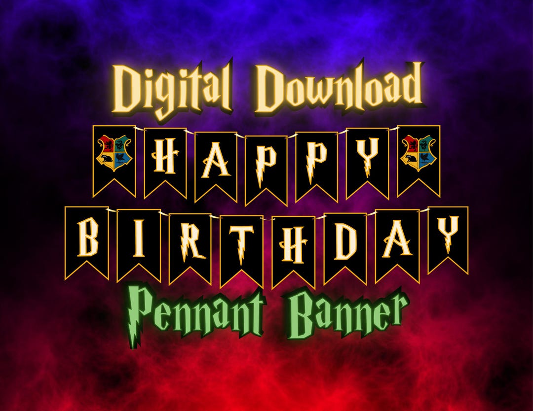 Magical Pennant Birthday Banner Digital Download Customizable Crests - Etsy
