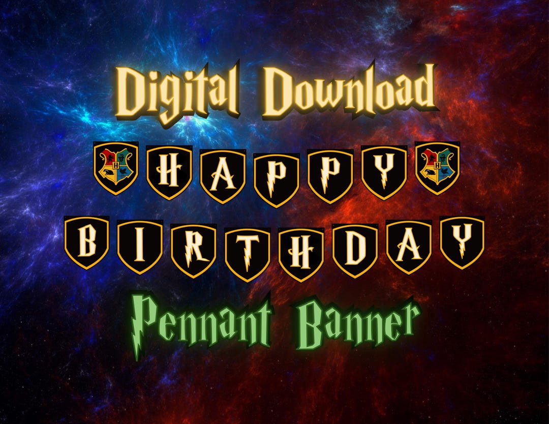 Magical Pennant Birthday Banner Digital Download Customizable Crests - Etsy