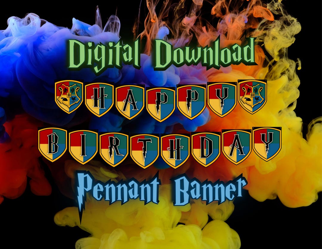 Magical Pennant Birthday Banner Digital Download Customizable Crests - Etsy