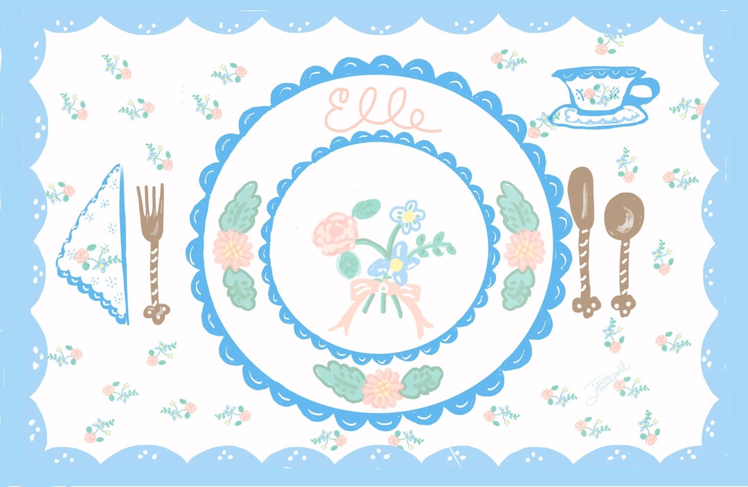 Laminated Placemat Pastel Tiny Roses collaboration With Born on Fifth ...