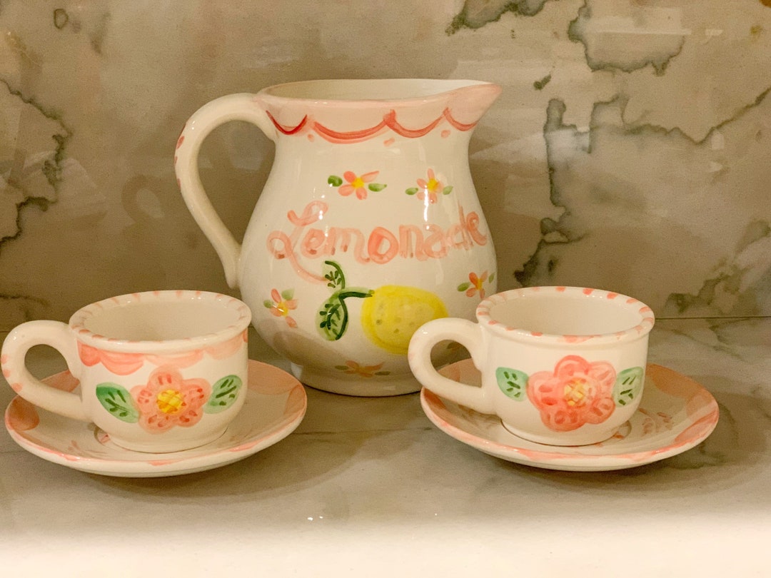 CUSTOM Child's Lemonade Set - 4 Cups and Saucers - Etsy