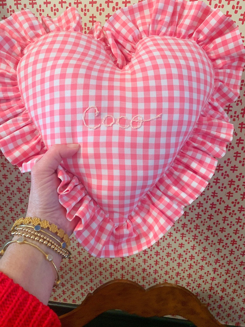 Personalized Embroidered Heart Pillow Love You Sothrow - Etsy