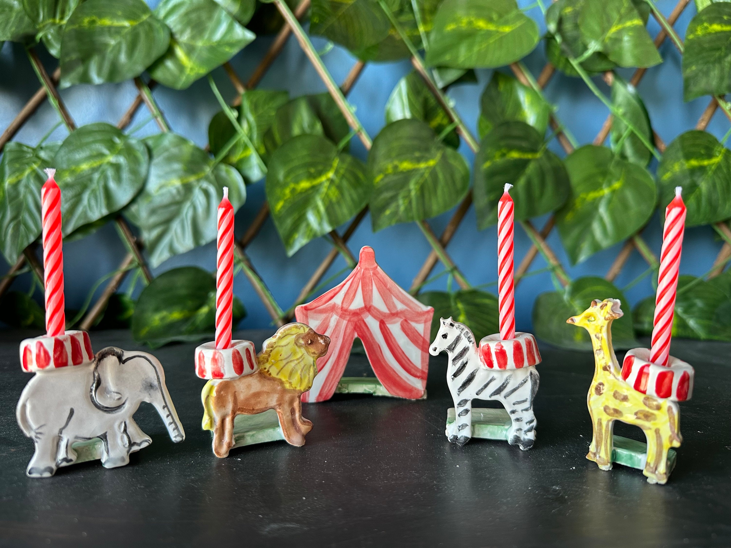 Circus Birthday Cake Topper Set, Animal Cracker Set, Candle Holders ...